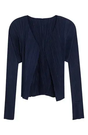 Issey Miyake Pleated Cardigan - Navy
