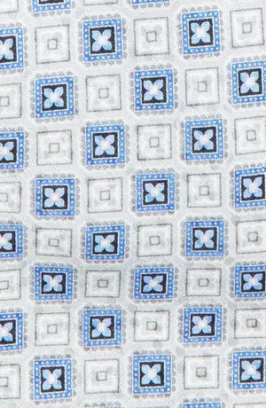 Nordstrom Geometric Print Silk Neck Tie - Silver