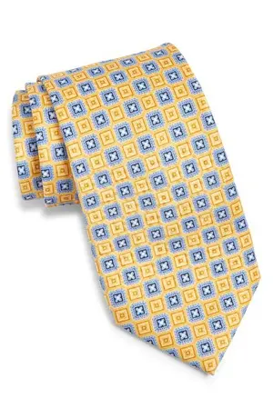 Nordstrom Geometric Print Silk Neck Tie - Yellow