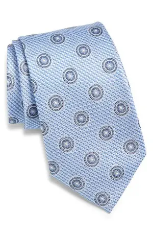 Nordstrom Silk Medallion Jacquard Tie - Lt Blue