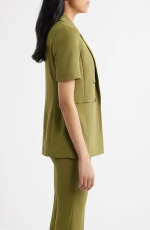 Anne Klein Short Sleeve Double Breasted Jacket - Bay Leaf