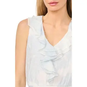 Halogen Ruffle Metallic Tie Waist Sleeveless Maxi Dress