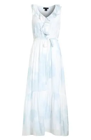 Halogen Ruffle Metallic Tie Waist Sleeveless Maxi Dress