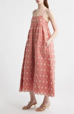 FRNCH Embroidered Eyelet Sleeveless Maxi Dress