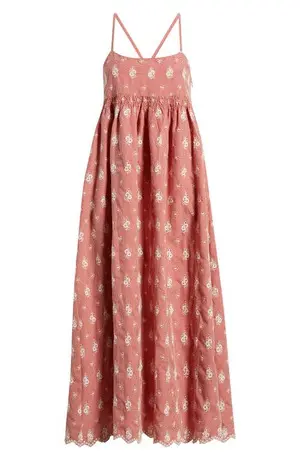 FRNCH Embroidered Eyelet Sleeveless Maxi Dress