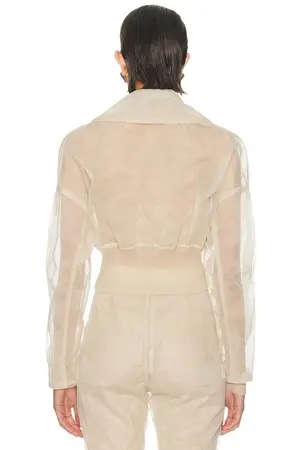 Rick Owens Dracucollar Cropped Bomber Jacket In Tan - Sand