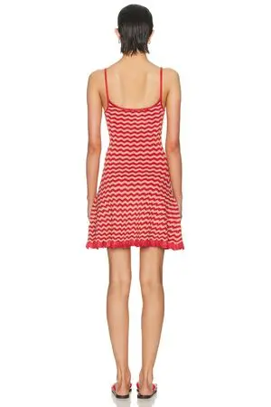Solid & Striped Talia Dress Red Zigzag Knit Spaghetti Strap Mini Dress