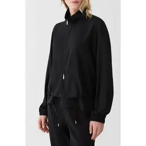 Lafayette 148 New York Stretch Organic Silk Georgette Bomber Jacket