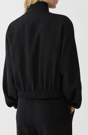 Lafayette 148 New York Stretch Organic Silk Georgette Bomber Jacket
