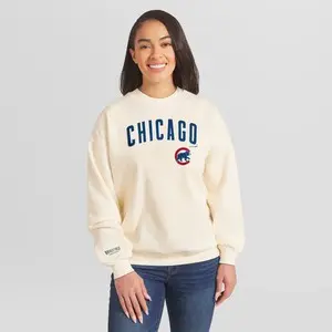 WEAR BY ERIN ANDREWS Chicago Cubs Heavyweight Crew Neck Sweatshirt - Cream