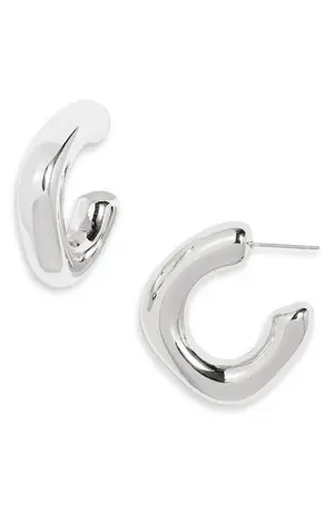 OPEN EDIT Puffy Square Hoop Earrings - Silver