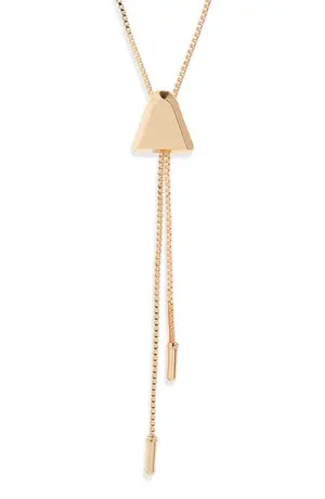 OPEN EDIT Geometric Box-chain Bolo Necklace - Gold
