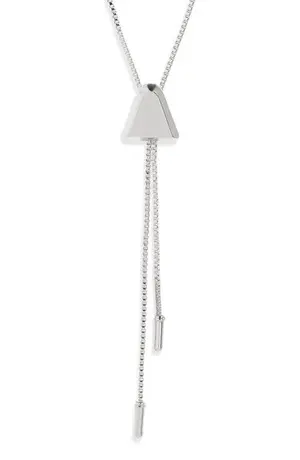 OPEN EDIT Geometric Box-chain Bolo Necklace - Silver