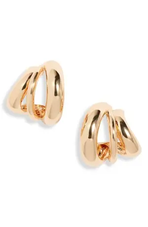 OPEN EDIT Curved Triple Hoop Earrings - Gold