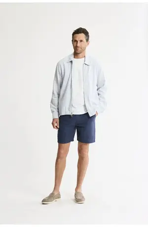 JACHS Linen Blend Zip-up Jacket - Light Grey