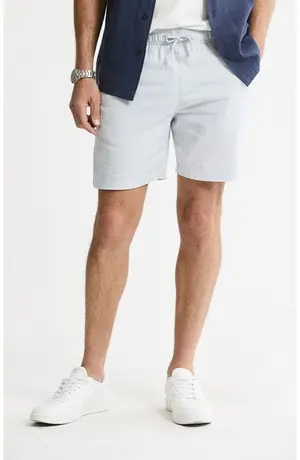 JACHS Linen Blend Drawstring Shorts - Light Grey