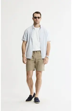 JACHS Linen Blend Drawstring Shorts - Mocha