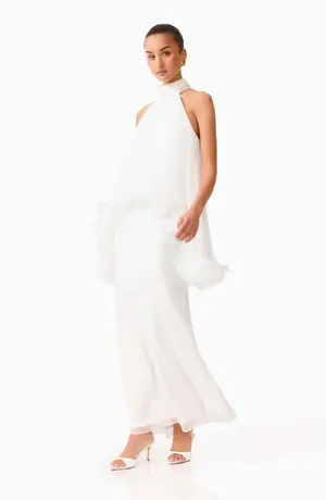 ELLIATT Poppy Tiered Halterneck Gown