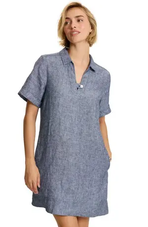 Tommy Bahama Two Palms Linen Polo Dress - Lt Coastline