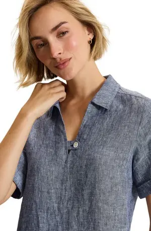 Tommy Bahama Two Palms Linen Polo Dress - Lt Coastline