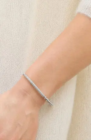 Stella & Dot Tribute Beaded Stretch Bracelet With Pave Bar - Silver