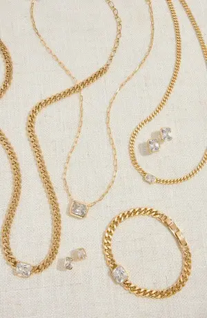 Stella & Dot Bezel Station Curb Chain Bracelet