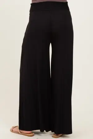 PINKBLUSH Smocked Waist Wide Leg Maternity Pants