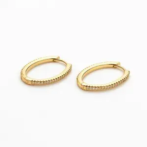 IVY & PEARL CO. The Verona Pavé Oval Huggies By - Gold
