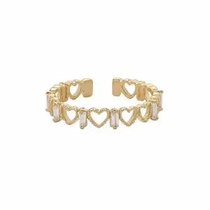 IVY & PEARL CO. Rosemont Heartline Ring With Baguette Stones - Gold
