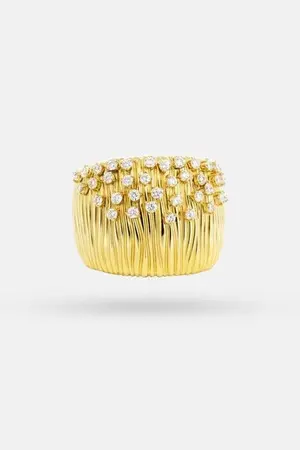 IVY & PEARL CO. Sculptural 24k -filled Ring With Cubic Zirconia