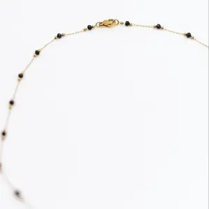 IVY & PEARL CO. Nocturnal Bead Necklace Filled Chain With Faceted Onyx Accents