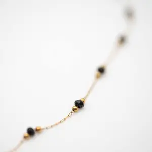 IVY & PEARL CO. Nocturnal Bead Necklace Filled Chain With Faceted Onyx Accents