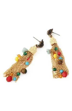 Kurt Geiger Pavé Bead Tassel Drop Earrings