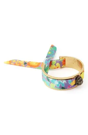 Kurt Geiger Floral Fabric Tie Cuff Bracelet With Eagle Head Motif