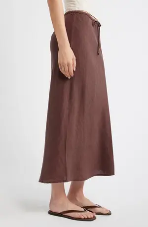 Marine Layer Avery Linen Blend Midi Skirt