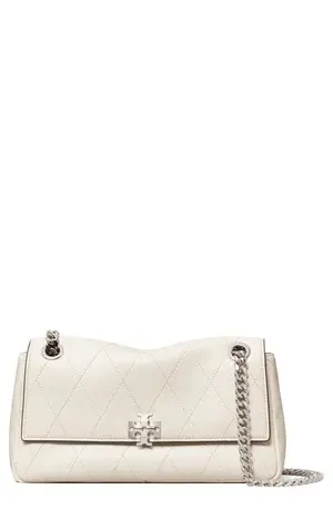 Tory Burch Small Charlie Leather Shoulder Bag - Light Cream