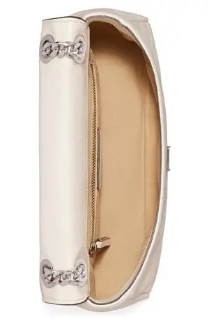 Tory Burch Small Charlie Leather Shoulder Bag - Light Cream