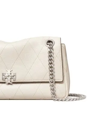 Tory Burch Small Charlie Leather Shoulder Bag - Light Cream