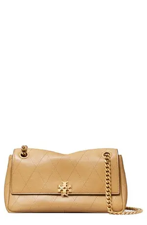 Tory Burch Small Charlie Leather Shoulder Bag - Pecan