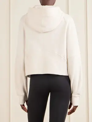 Lululemon Scuba Cropped Cotton-blend Half-zip Hoodie - Ivory