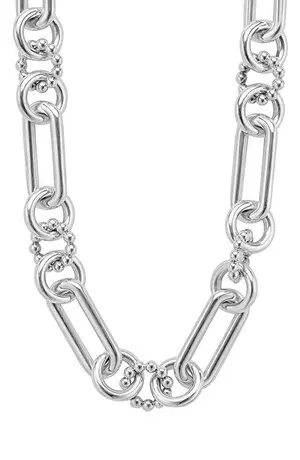 Lagos Sterling Caviar Link Necklace - Silver