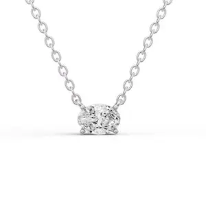 SEREIA OFFICIAL 14k White Gold 0.25 Ct Lab-grown Oval Diamond Pendant Necklace - Silver