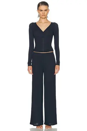 NEGATIVE UNDERWEAR Whipped Henley Top - Navy