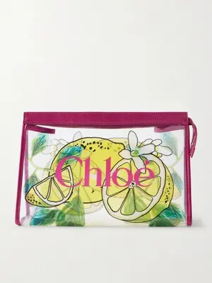 Chloé Printed Leather-trimmed Jelly Clutch