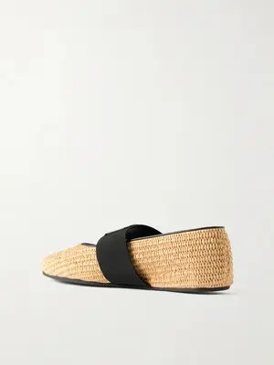 Givenchy Logo-appliquéd Raffia Ballerina Flats - Neutrals