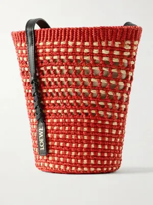 Loewe Braided Raffia Shoulder Bag - Red