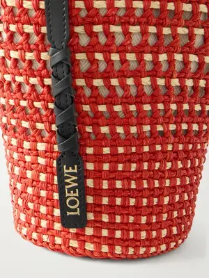 Loewe Braided Raffia Shoulder Bag - Red