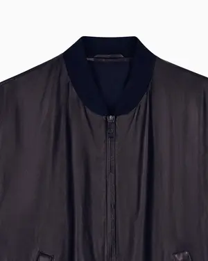 Giorgio Armani Oversized Fit Leather Blouson Jacket With Silk Lining