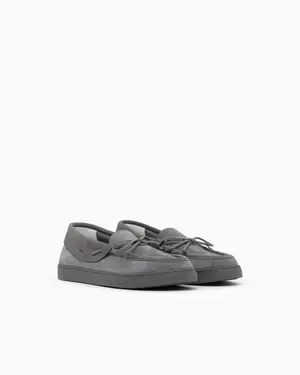 Giorgio Armani Suede Slip-on Loafers With Rubber Soles - Grey