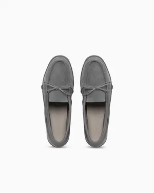 Giorgio Armani Suede Slip-on Loafers With Rubber Soles - Grey